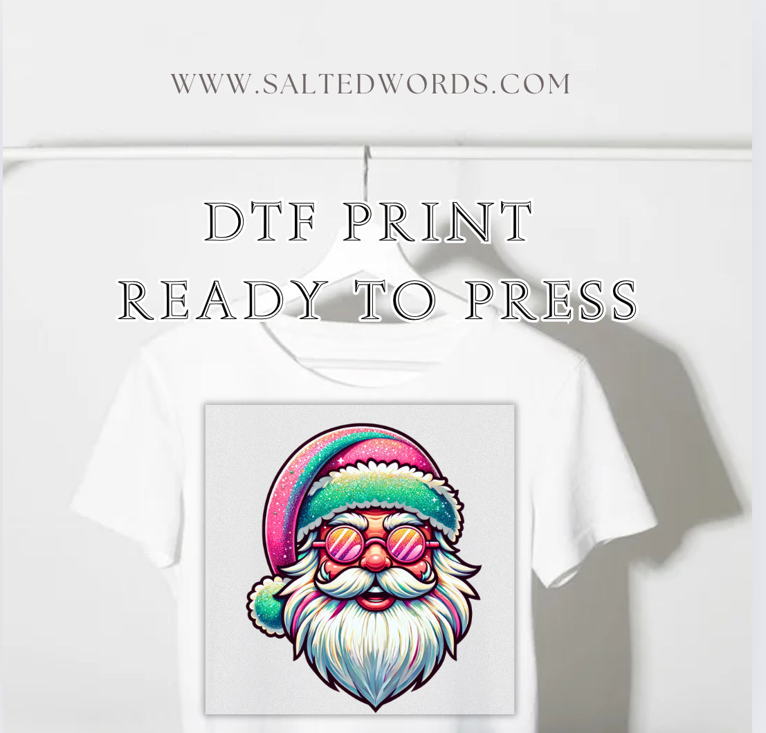Retro Santa Hat Pastel Santa Cool Santa DTF print | Salted Words, LLC