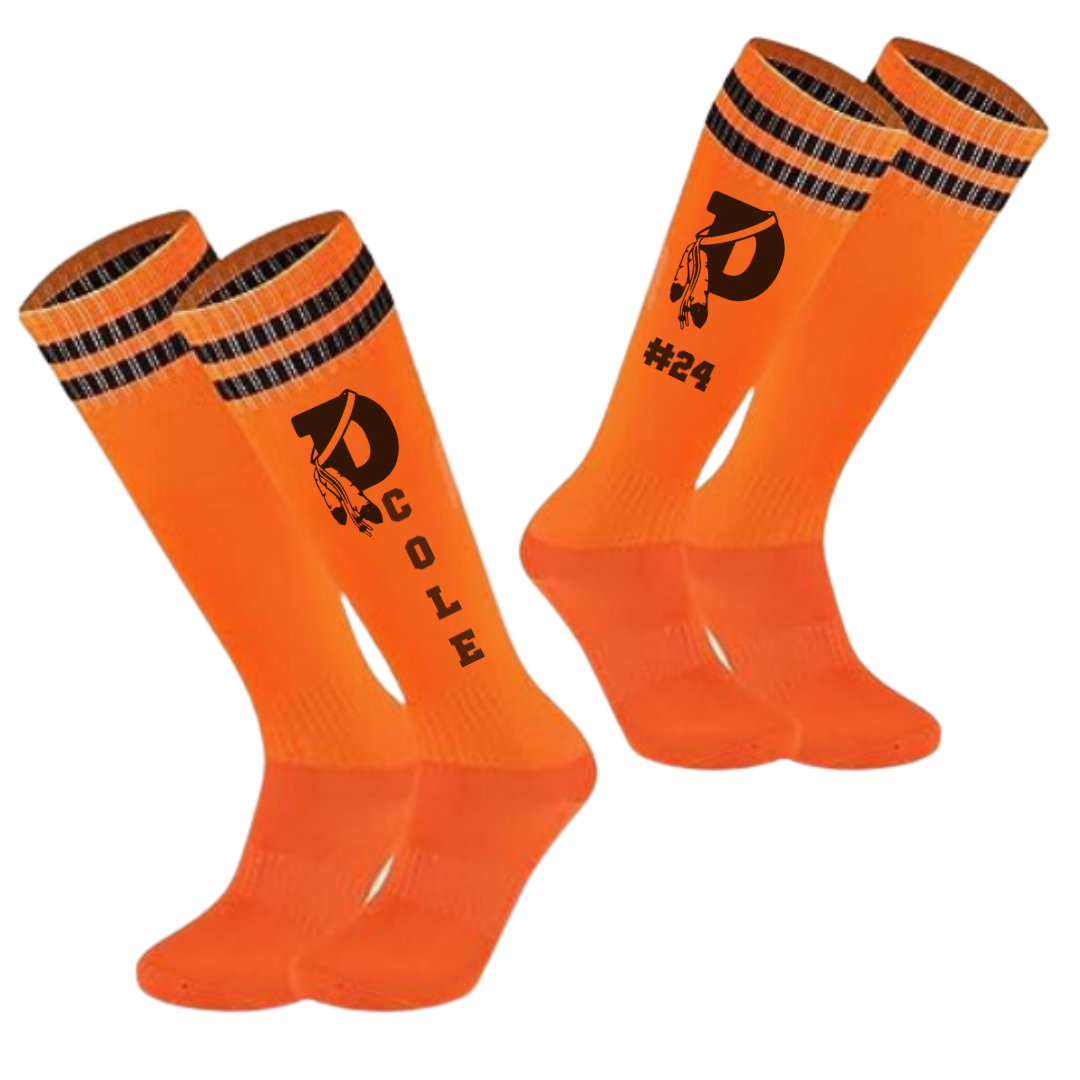 Custom player name and number Sports tube socks | Salted Words, LLC