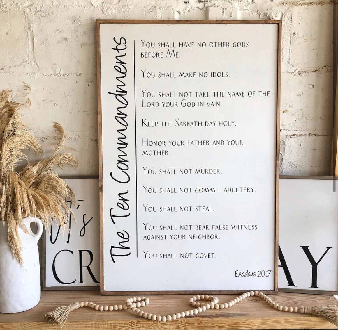 Ten Commandments farmhouse decor christian wall hanging